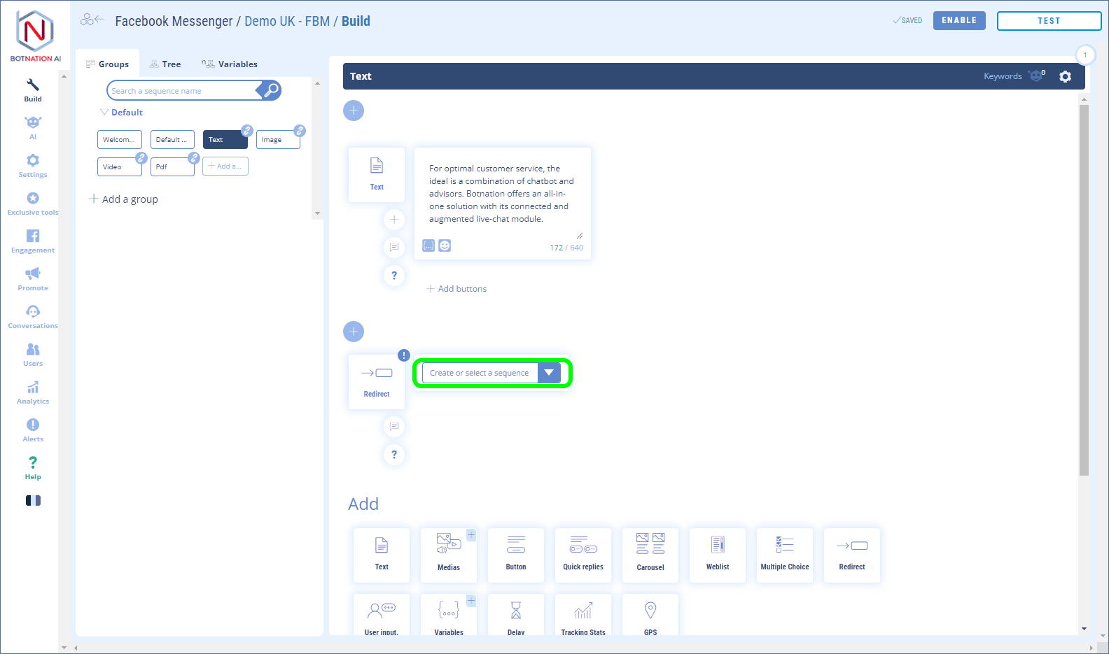 Add a redirection - Botnation - Support