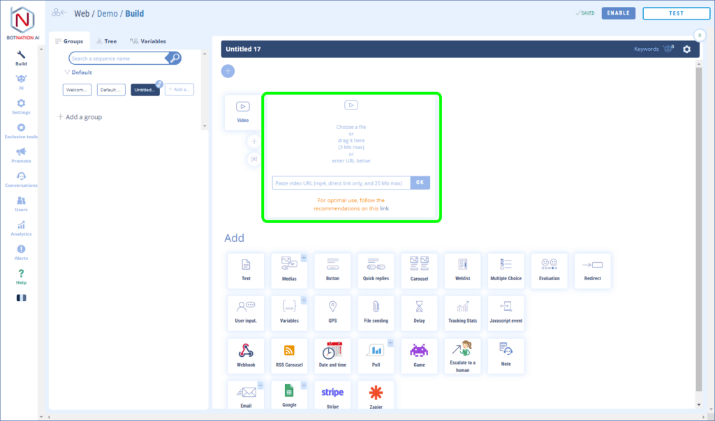 Add a video to your chatbot - Botnation - Support