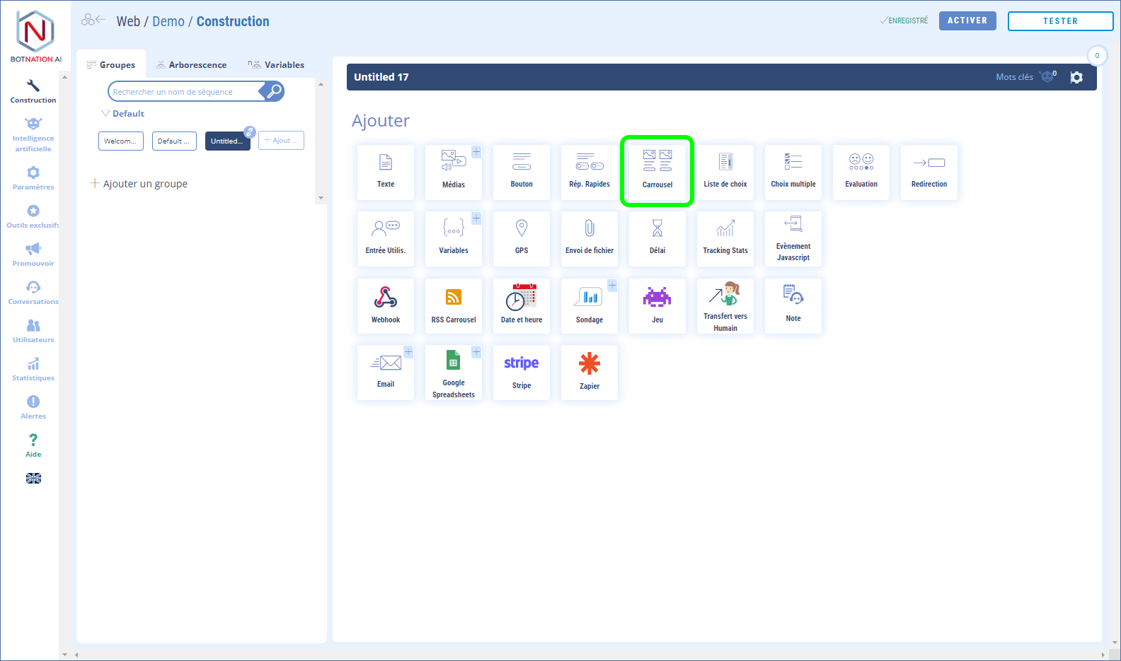 Use of a carousel - Botnation - Support