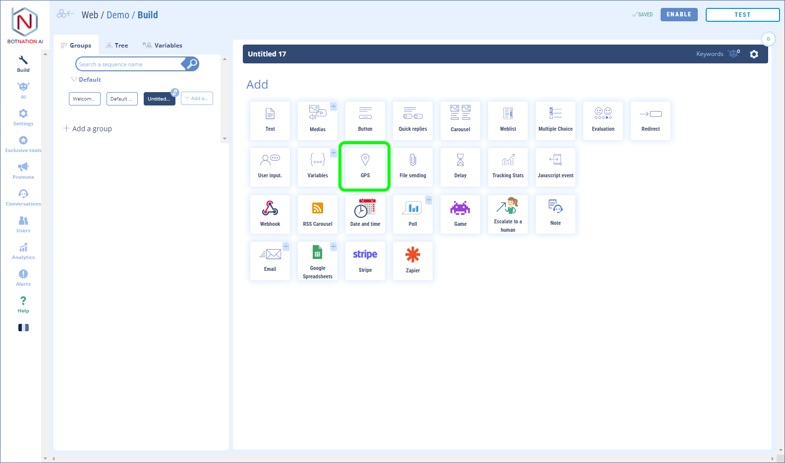 GPS feature (Web Chatbot) - Botnation - Support