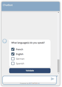 The multiple choice list (Web Chatbot) - Botnation - Support