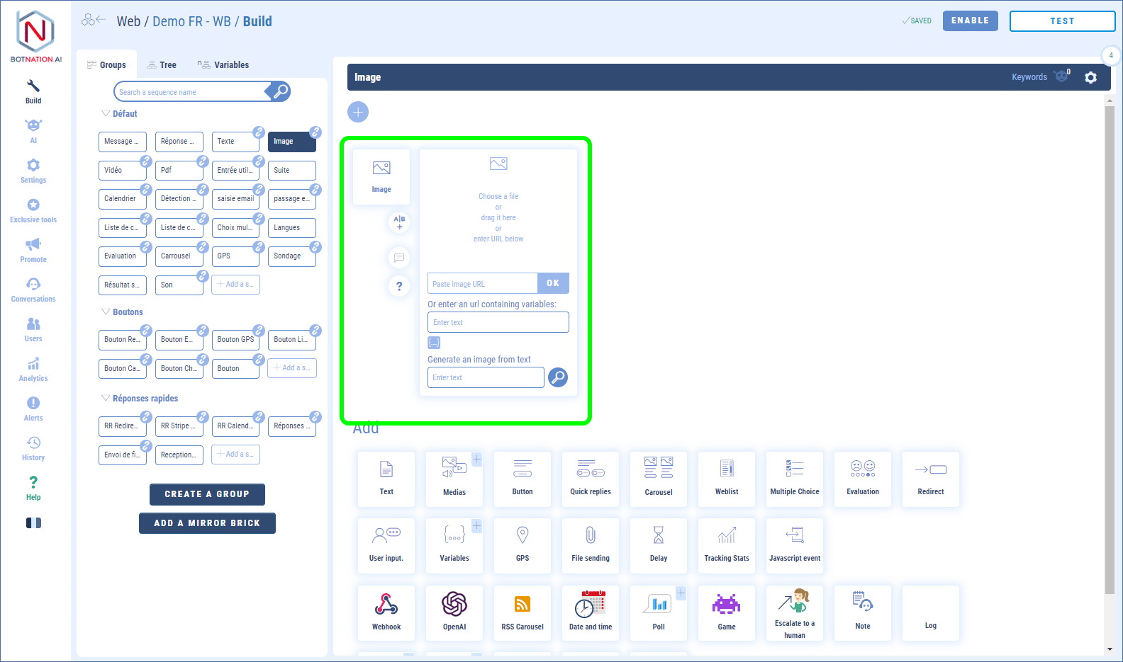 Add an image to your chatbot - Botnation - Support