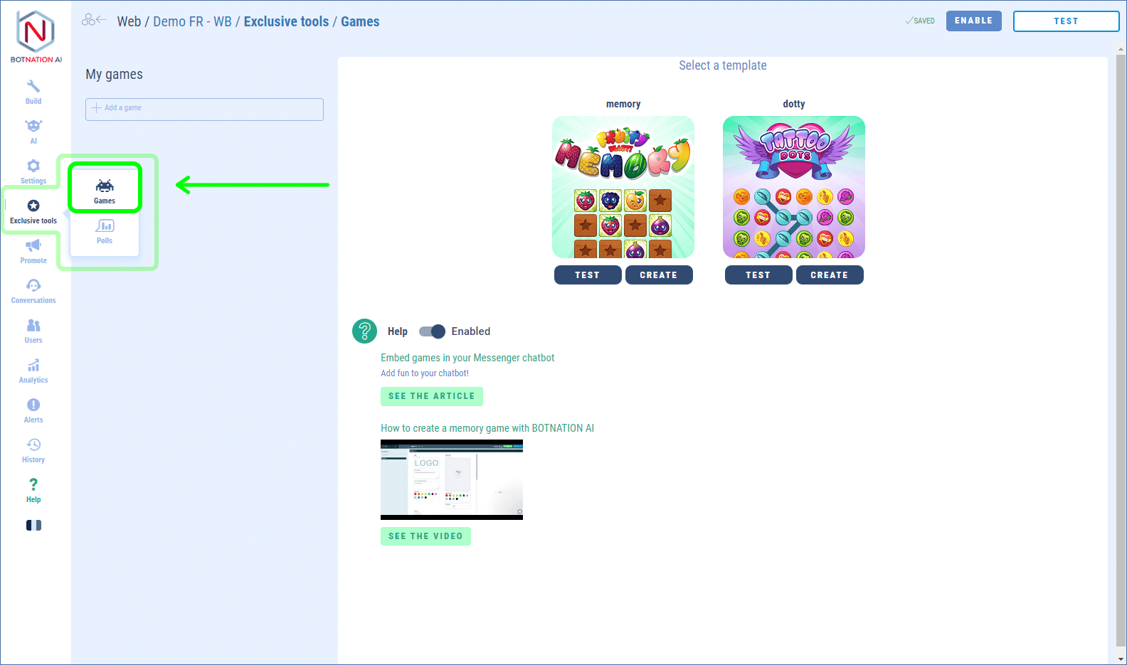 Integrate games into your chatbot👾 - Botnation