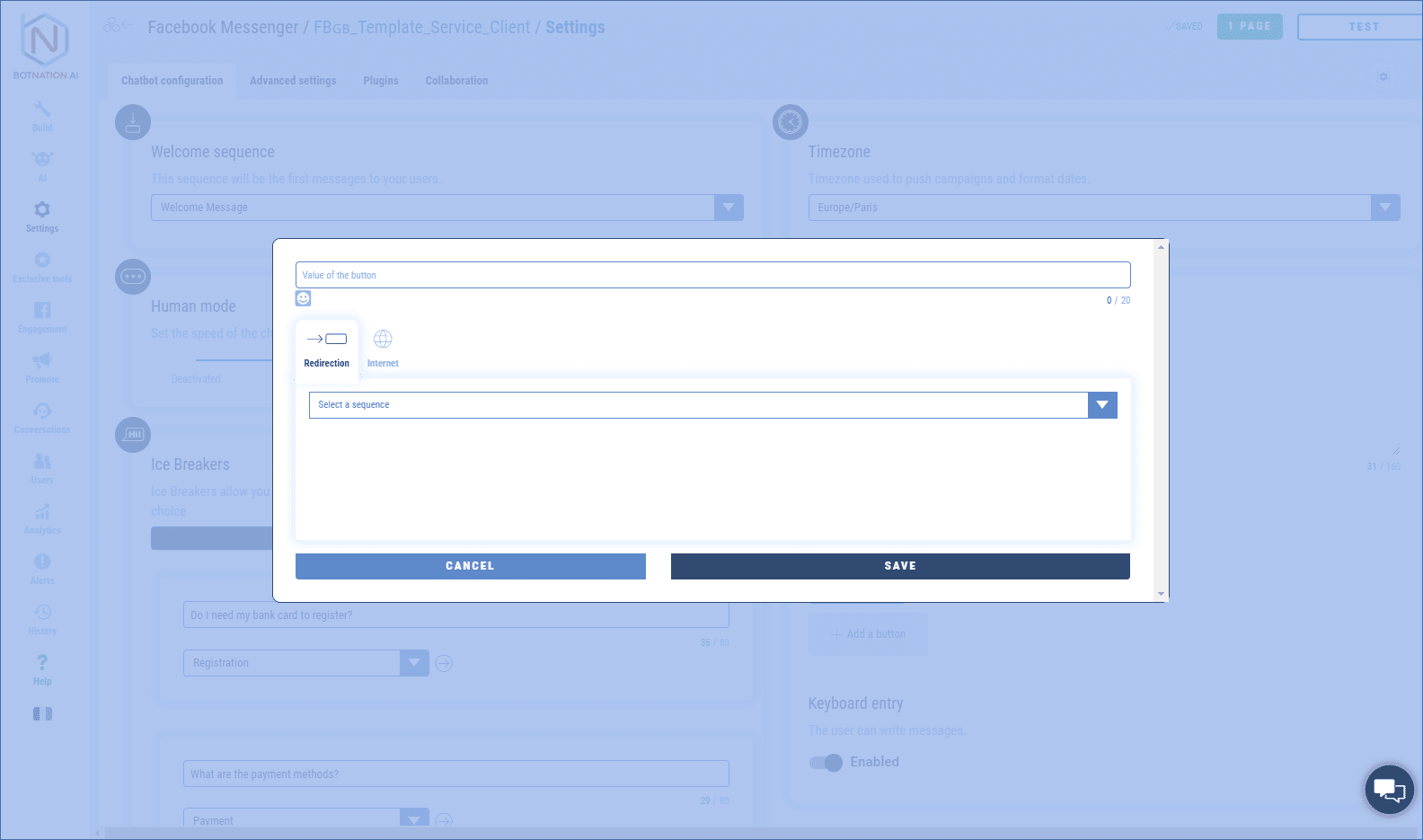 Add a persistent menu (Messenger) - Botnation - Support