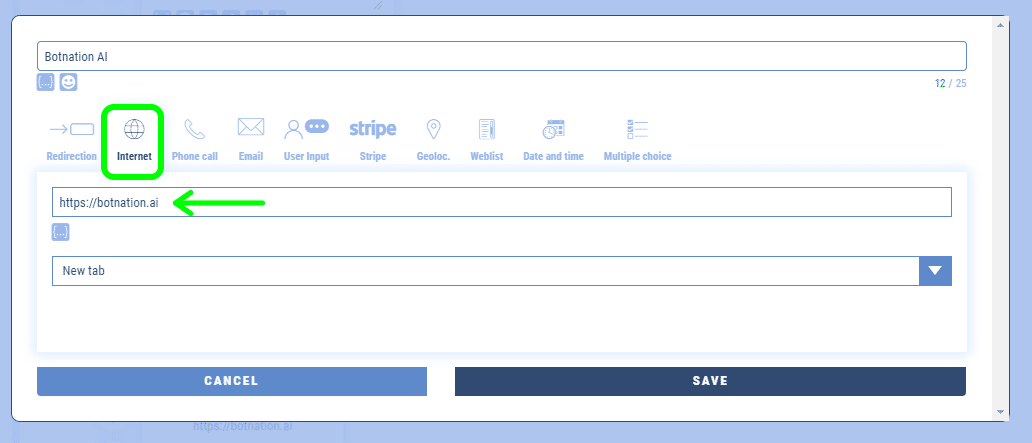 How do I add an Internet link to a message? - Botnation - Support